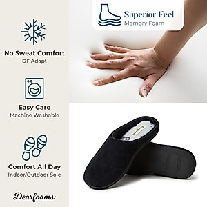 Dearfoams womens Leslie Quilted Terry Clog Slipper, Black Multi, Medium Wide US