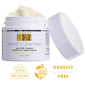 Vitamin C Mask For Face – Brightening Face Masks Skin Care Contains Glycolic Acid and Lactic Acid + Squalane Oil – Hydrating Beauty Face Mask for Glowing Youthful Skin and Smooth Even Skin Tone 2oz