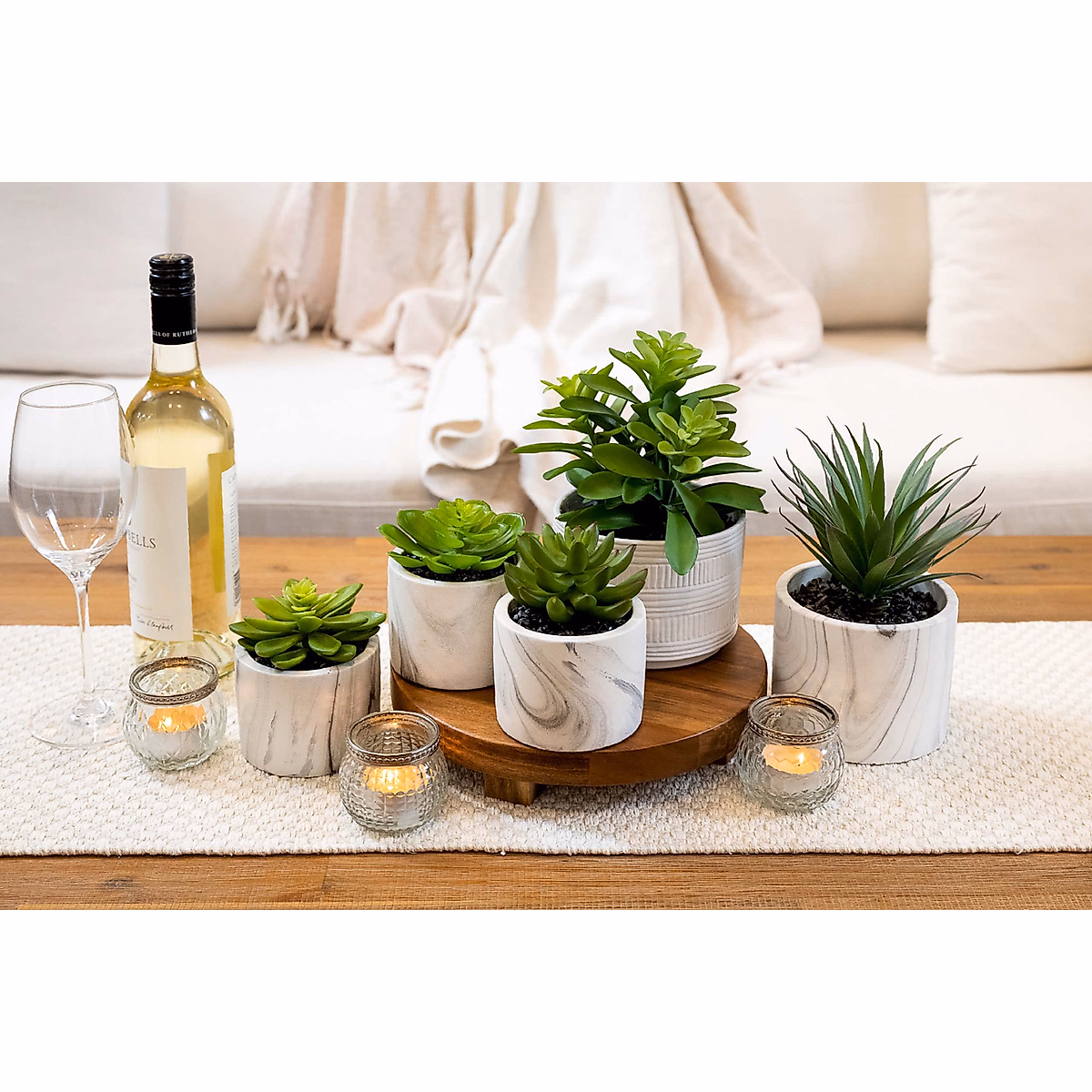 Kurrajong Farmhouse Artificial Succulent Plants in pots | Mini Fake Plant for Shelves | Artificial Plants for Home Decor Indoor | Succulent Plants Artificial | Mini Plant Decor | Small Faux Plants