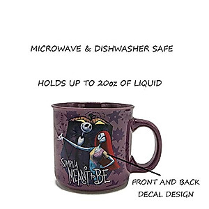 Silver Buffalo Disney Nightmare Before Christmas Simply Meant to Be Jack and Sally Ceramic Camper Style Mug, 20 Ounces