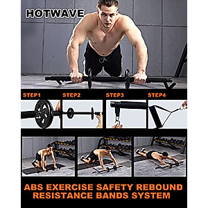 HOTWAVE Pilates Bar Kit with Resistance Bands. Fitness Bar with Ab Roller for Abs Workout. Squat Machine.Core Strength Training Equipment.Portable Home Gym for Men and Women