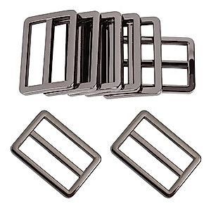 8 Pack Flat Metal Slide Buckle,1 1/4 Inch Tri-Glide Slides Metal Adjustable Belt Buckles Rectangle Strap Adjuster Suspender Strap Slider Belt Adjuster Sliders for Purse Bag Backpack (Gun Metal)