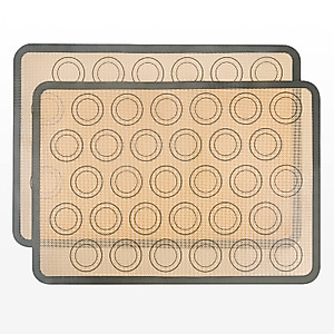Non-stick Silicone Baking Mat Macaron Sheet (2 Pack) Resuable non-stick Cookie Pastry Mat Supplies Tools for Bake Pans & Toaster Oven -Bread
