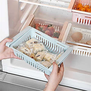 Adjustable Drawer for Fridge Kitchen Organizer Adjustable Kitchen Refrigerator Storage Rack Fridge Freezer Shelf Holder Pull-Out Drawer Space