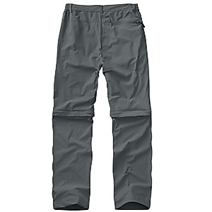 Mens Hiking Stretch Pants Convertible Quick Dry Lightweight Zip Off Outdoor Travel Safari Pants (818 Dark Grey 32)