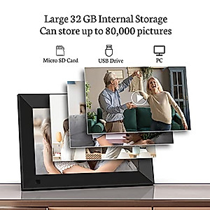 BSIMB 32GB WiFi Digital Picture Frame 8 Inch, Digital Photo Frame HD IPS Touch Screen Motion Sensor, Easy Setup to Upload Photos/Videos via App, Email, Auto-Rotate, Wall-Mounted, Gift for Grandparents