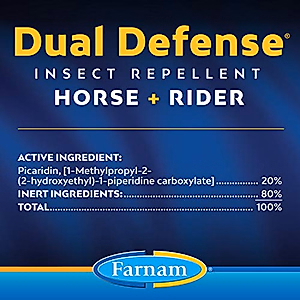 Farnam Dual Defense Insect Repellent for Horse and Rider, Fly Control, 12 Hour Long Lasting Protection, 10 Ounce Non-Aerosol Spray Bottle
