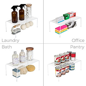 Smart Design Classic Storage Shelf – Set of 6, Large (8.5 x 16 in.), White – Sturdy Steel Pantry Organizer with Rust-Resistant Finish and Non-Slip Feet for Easy Home Organization and Storage