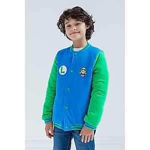 Super Mario Nintendo Luigi Little Boys Varsity Bomber Jacket 7-8