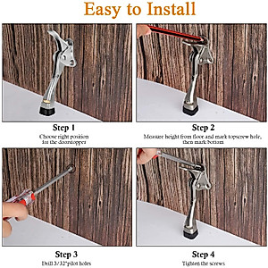 Gotega Door Stopper, 2 Packs Kickdown Door Stop with One Touch Adjustable Height and Rubber Tip 4 Inches, Heavy Duty Door Stops, Door Holder, Bottom of Door