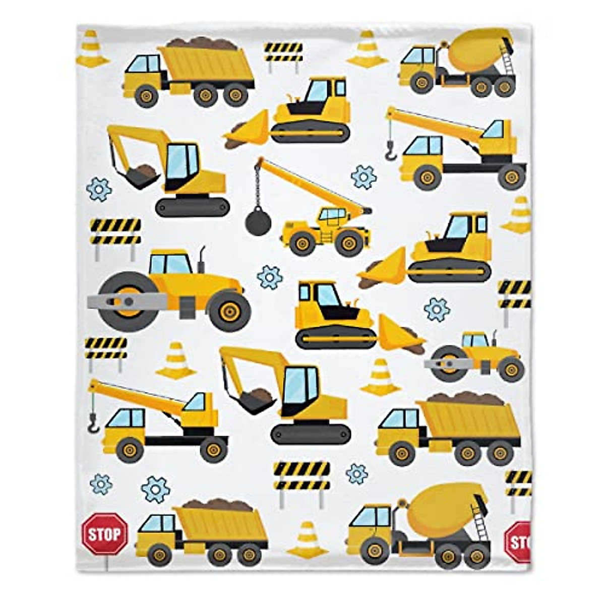 Ottoy Construction Trucks Blanket Lightweight Plush Fuzzy Cozy Soft Blankets for Couch Quilt Decorative Birthday Gift 50"x40" for Kids