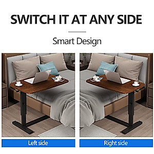 Over bed Table Pneumatic Adjustable Height Stand Desk with hidden wheels USB Ports Pad slot Mobile Laptop Standing Desk Cart, Podium table (Wanult, 32X16 inshes)