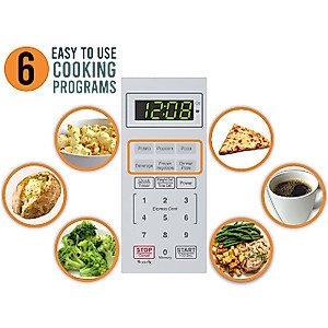 Farberware Countertop Microwave 700 Watts, 0.7 cu ft - Microwave Oven With LED Lighting and Child Lock - Perfect for Apartments and Dorms - Easy Clean Grey Interior, White