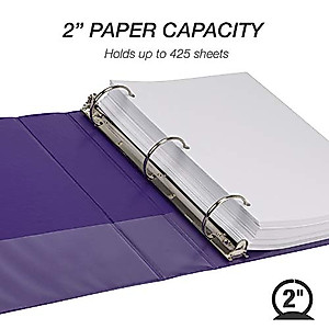 Samsill Plant Based Durable 2 Inch 3 Ring Binders, Made in The USA, Fashion Clear View Binders, Up to 25% Plant Based Plastic, Assorted 4 Pack (MP48669)