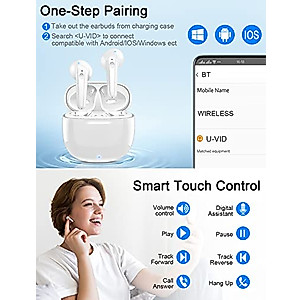 Wireless Earbud, aiskding Bluetooth 5.3 Headphones, Bluetooth Earbud HiFi Stereo Built-in 4 Mics, Wireless Headphones Touch Control with 32H Playtime, Bluetooth Earphones IP7 Waterproof for Work Sport