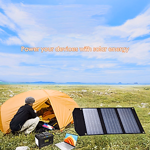 MARBERO 30W Portable Solar Panels, Foldable Solar Panel Battery Charger for Portable Power Station Generator, Ipad, Laptop, QC3.0 USB Ports & DC Output, for Camping Van RV Trip