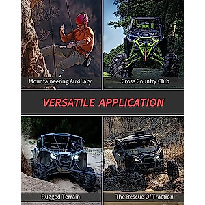 Kolvoii Synthetic Winch Rope Kit, 1/4 inch x 50ft 8500lbs Winch Cable with Steel Hook, Protective Sleeve and Winch Cable Stopper for ATV UTV Off-Road Vehicle etc(Grey Rope, Black Hook)