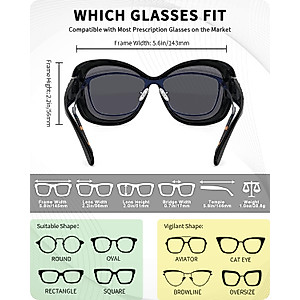 Meeloog Polarized Fit Over Glasses Sunglasses for Women, Oversized Fashion Big Sun Glasses Trendy Shades for Driving MST0079 (P1 Gradient Grey Frame/Grey Lens)