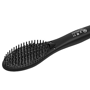 Veru ETERNITY Hair Straightener Brush, Hair Straightener Comb Straightening Brush for Women with 5 Temps 20s Fast Heating & Dual Voltage（Black）