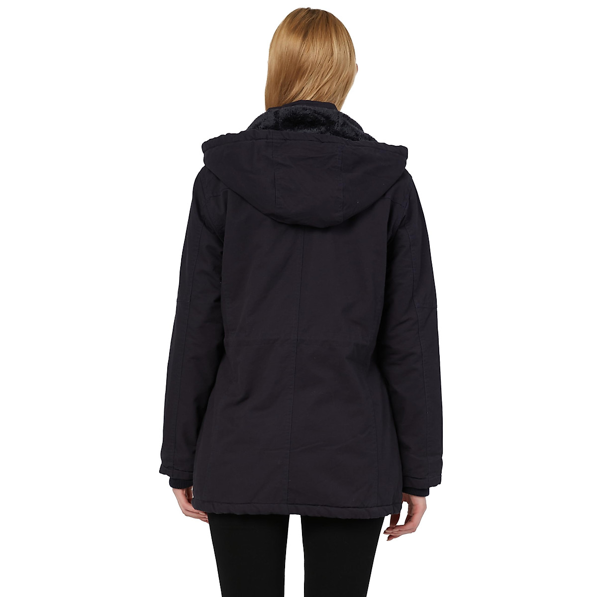 wantdo Women's Winter Military Jacket Outdoor Coat with Removable Hood Black L