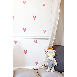 The Boho Design Hearts Wall Decals Peel and Stick for Kids, Baby Bedroom Nursery and Living Room. Love Vinyl Wall Stickers Decor (Pink)