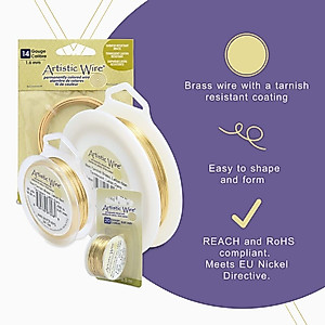 Artistic Wire 18 Gauge Tarnish Resistant Brass Craft Jewelry Wrapping Wire, Gold Color, 10 yd