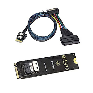 NFHK NGFF M-Key NVME to SFF-8654 Slimline SAS Card Adapter and U.2 U2 SFF-8639 NVME PCIe SSD Cable for Mainboard SSD