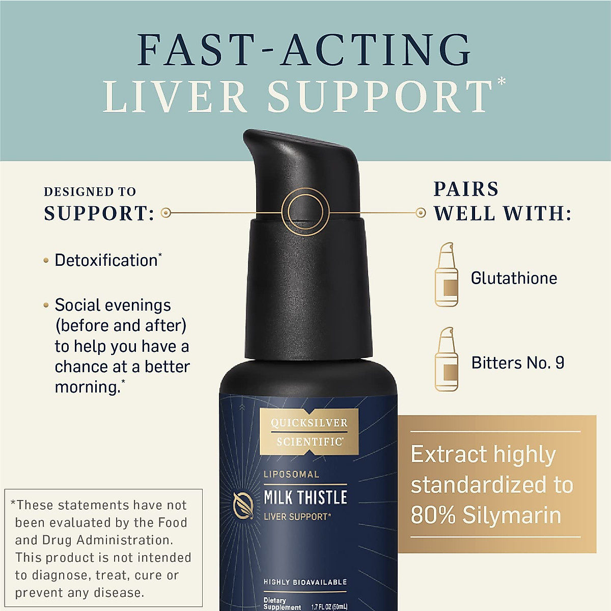 Quicksilver Scientific Nanoemulsified Milk Thistle - Silymarin Liquid with Liposome Delivery System - Immune, Detox + Liver Cleanse Support (1.7oz / 50ml)