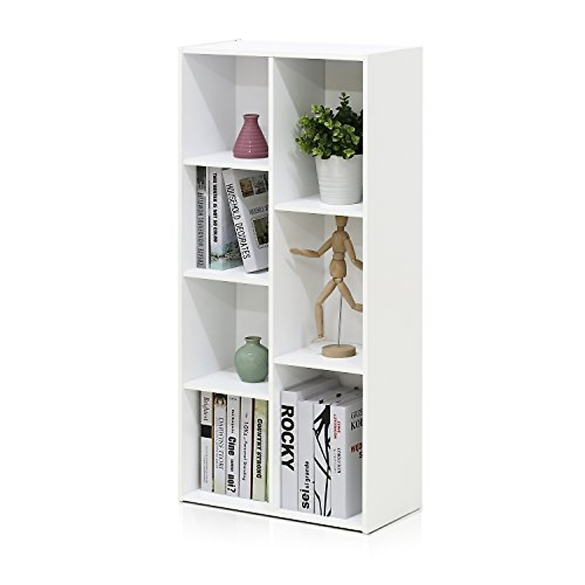 Furinno Luder Bookcase / Book / Storage , 7-Cube, White