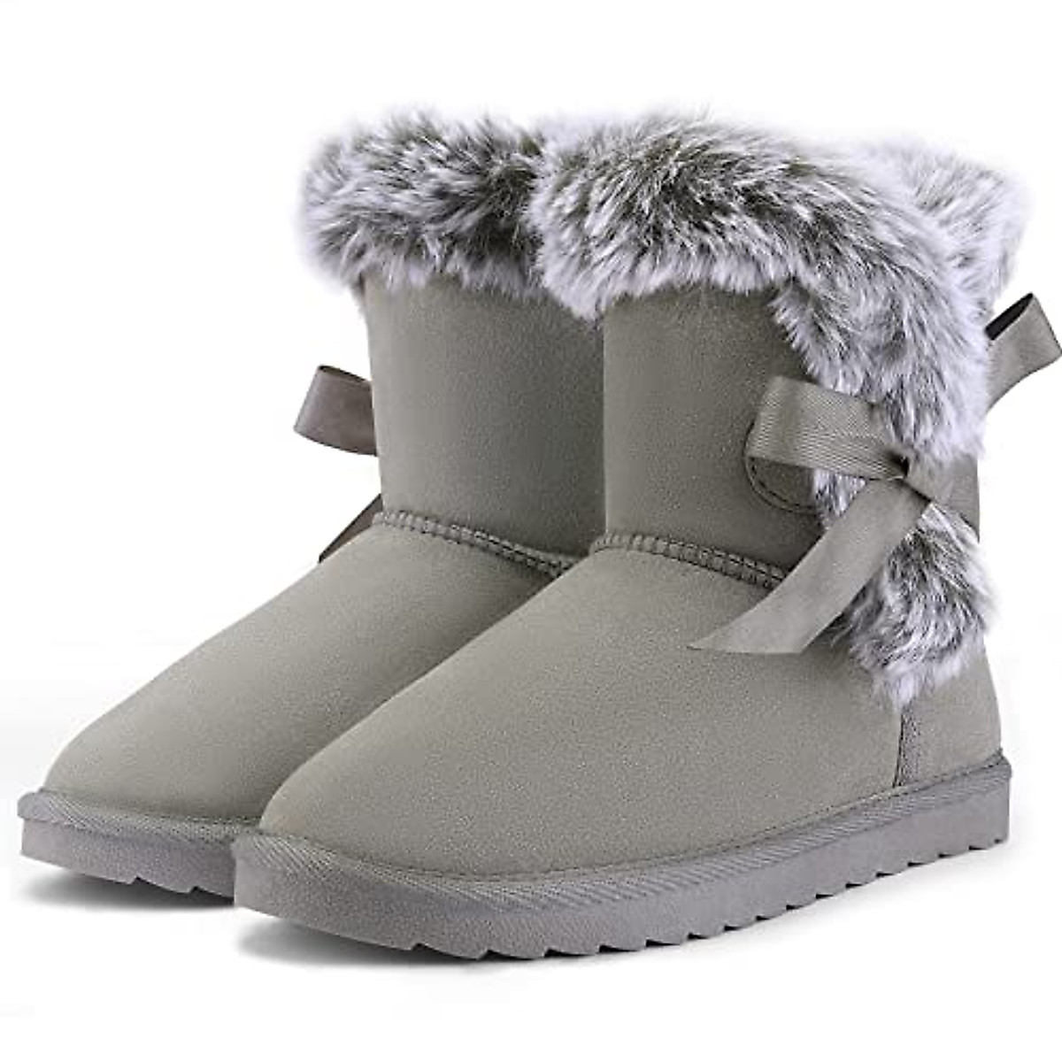 K KomForme Girls Kids Snow Boots Warm Fur Lined Slip On Outdoor Winter Shoes Lightweight Comfy（Little/Big Kids）