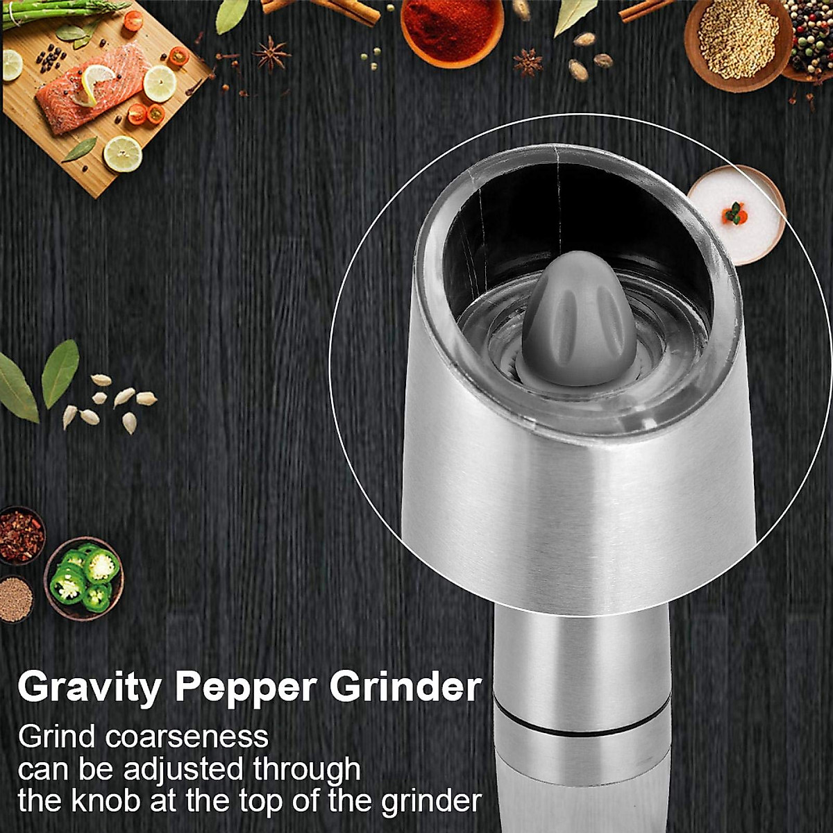 Electric Pepper Mill and Salt Grinder Automatic Stainless Steel Gravity Induction Grinding Cumin Spices Machine Kitchen Tool