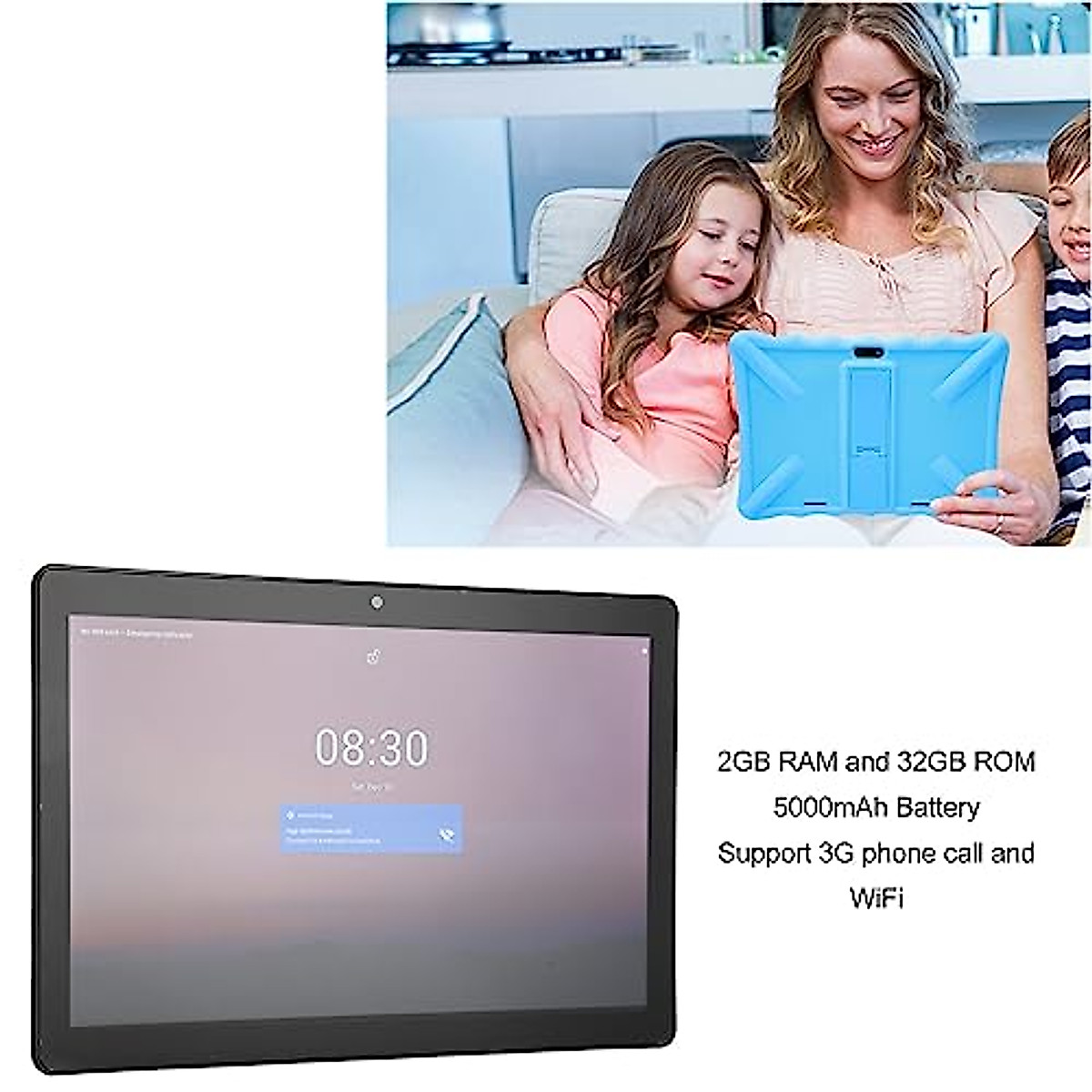 fannay Kids Tablet, Reading Tablet Quad Core CPU 2GB RAM 32GB ROM 10.1 Inch Parental Control with Silicone Case for Family (US Plug)