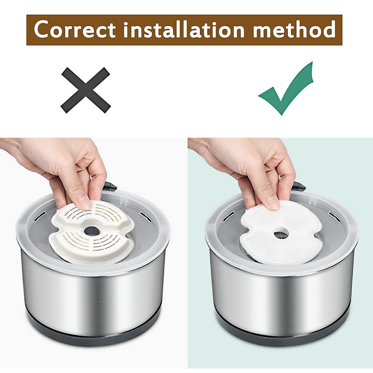 Cat Water Fountain Filters, Multiple Filtration Pet Water Fountain Replacement Filter,8 or 12 Packs of Cotton Activated Carbon Cat Fountain Filters (Filter 4 Pack)