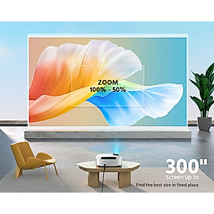 Projector with 5G WiFi and Bluetooth, 15000L Full HD 1080P Outdoor Portable Video Projector 4K Support, Home Theater Movie Projector Compatible with HDMI, USB, Laptop, iOS & Android Phone