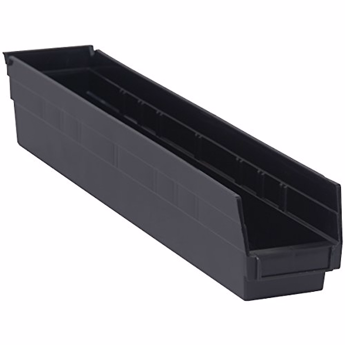 Quantum Storage Systems QSB105BK 16-Pack 4" Hanging Plastic Shelf Bin Storage Containers, 23-5/8" x 4-1/8" x 4" , Black