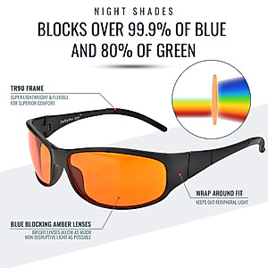 Blue Blocking Amber Glasses for Sleep 99.9 Percent Effective - Nighttime Eye Wear - Special Orange Tinted Glasses Help You Relax Your Eyes