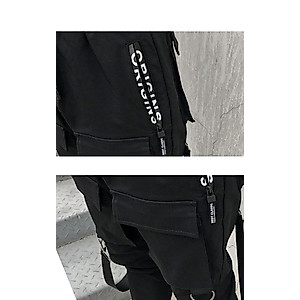 MOKEWEN Men's Multi Pocket Street Punk Hip Hop Casual Cargo Trousers Joggers Dancing Harem Pant 31-32