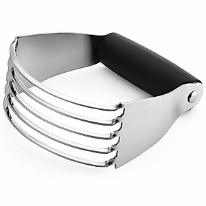 Spring Chef Dough Blender, Top Professional Pastry Cutter with Heavy Duty Stainless Steel Blades, Medium Size, Black