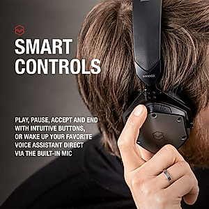 V-MODA M-200 ANC Noise Cancelling Wireless Bluetooth Over-Ear Headphones with Mic for Phone-Call, Matte Black
