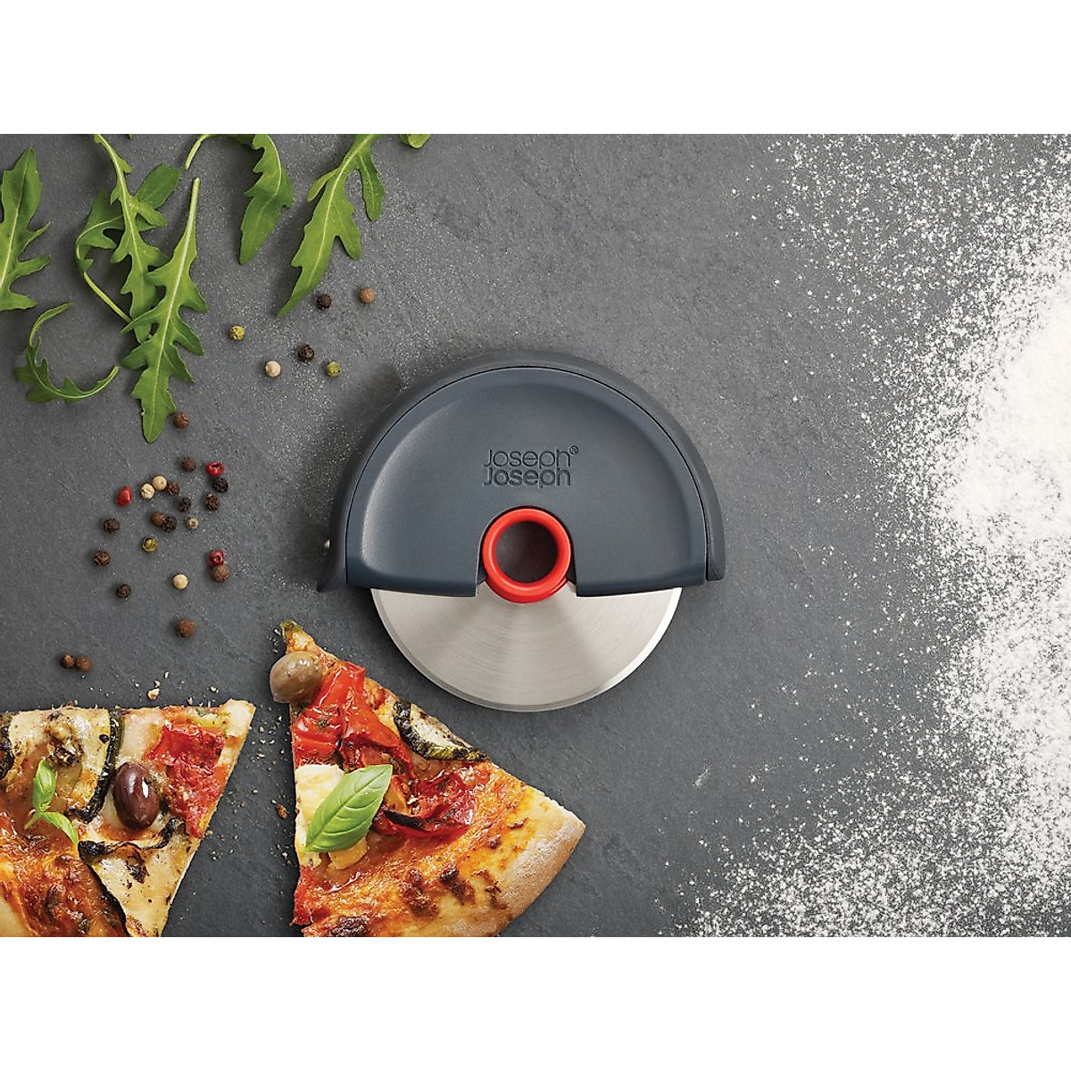 Joseph Joseph Disc Easy-Clean Pizza Wheel, Grey/Red