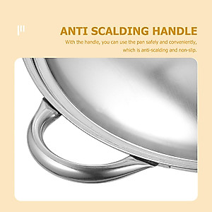 HOLIDYOYO Stir Frying Pan Skillet with Lid Stainless Steel Wok Cooking Pan Japanese Shabu Hot Pot Induction Pan Double Handles Portable Cookware for Home Kitchen Restaurant 10in