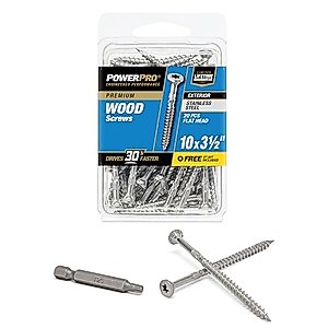 Power Pro Premium 305 Stainless Steel Wood Screws (#10 x 3-1/2") - 20pc