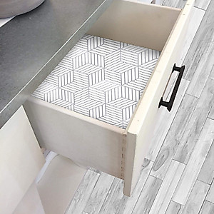 WENMER Geometric Hexagon Wallpaper Contact Paper 17.71 Inch x 118 Inch Geometric Hexagon Silver Peel and Stick Wallpaper Self Adhesive Wallpaper Vinyl Film Shelf Paper & Drawer Liner Roll for Home Use