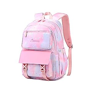 Tanou Kids Backpacks for Girls, 16 Inch Elementary Middle School Backpack, 2023 Lightweight Girl Bookbags with Anti-theft Pocket, Pink