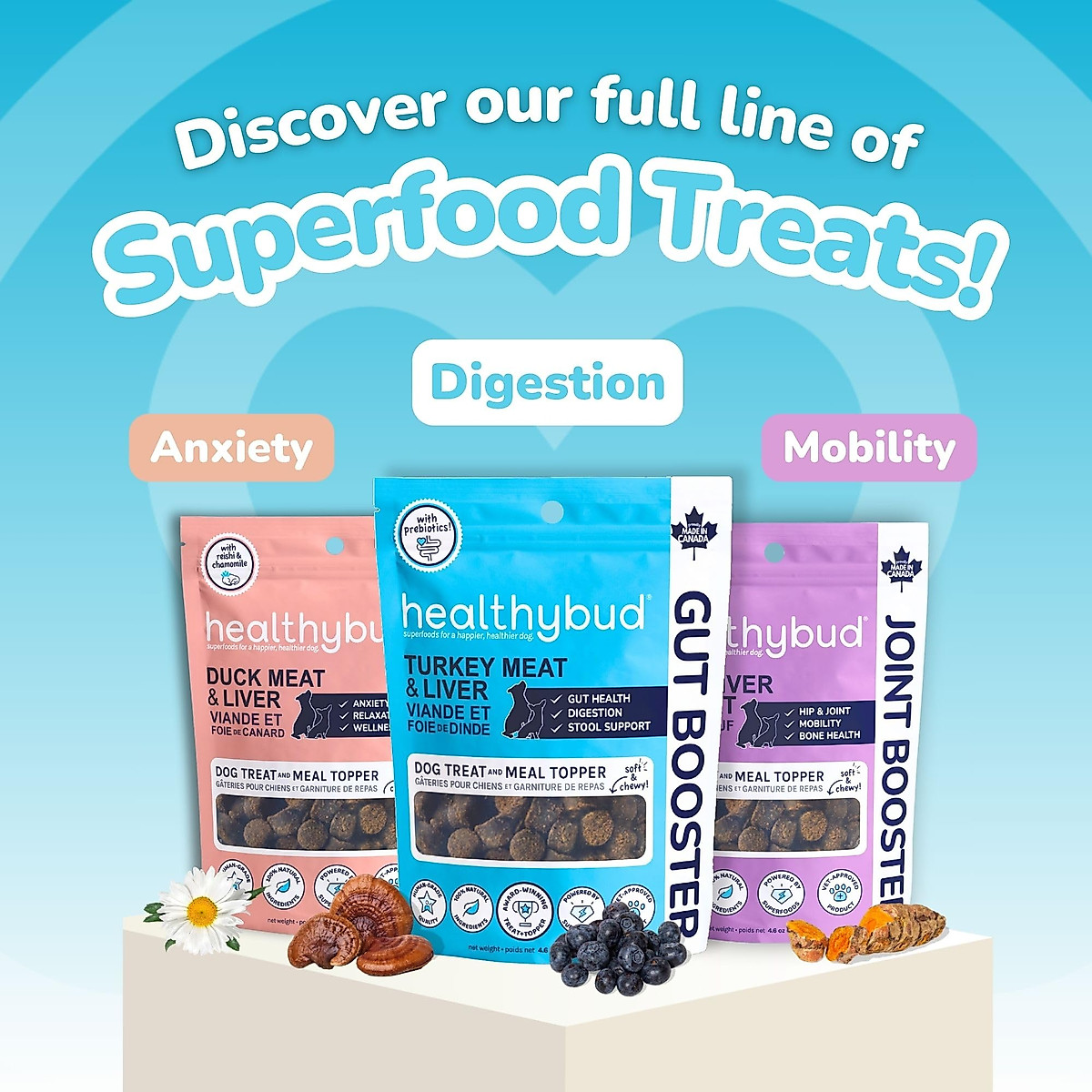 healthybud Turkey Dog Probiotic Chews - Gut Health Support - Prebiotic, Fiber & Vitamin Supplement, Puppy Liver Bites for Sensitive Stomach, Dog Stool Hardener (4.6oz)