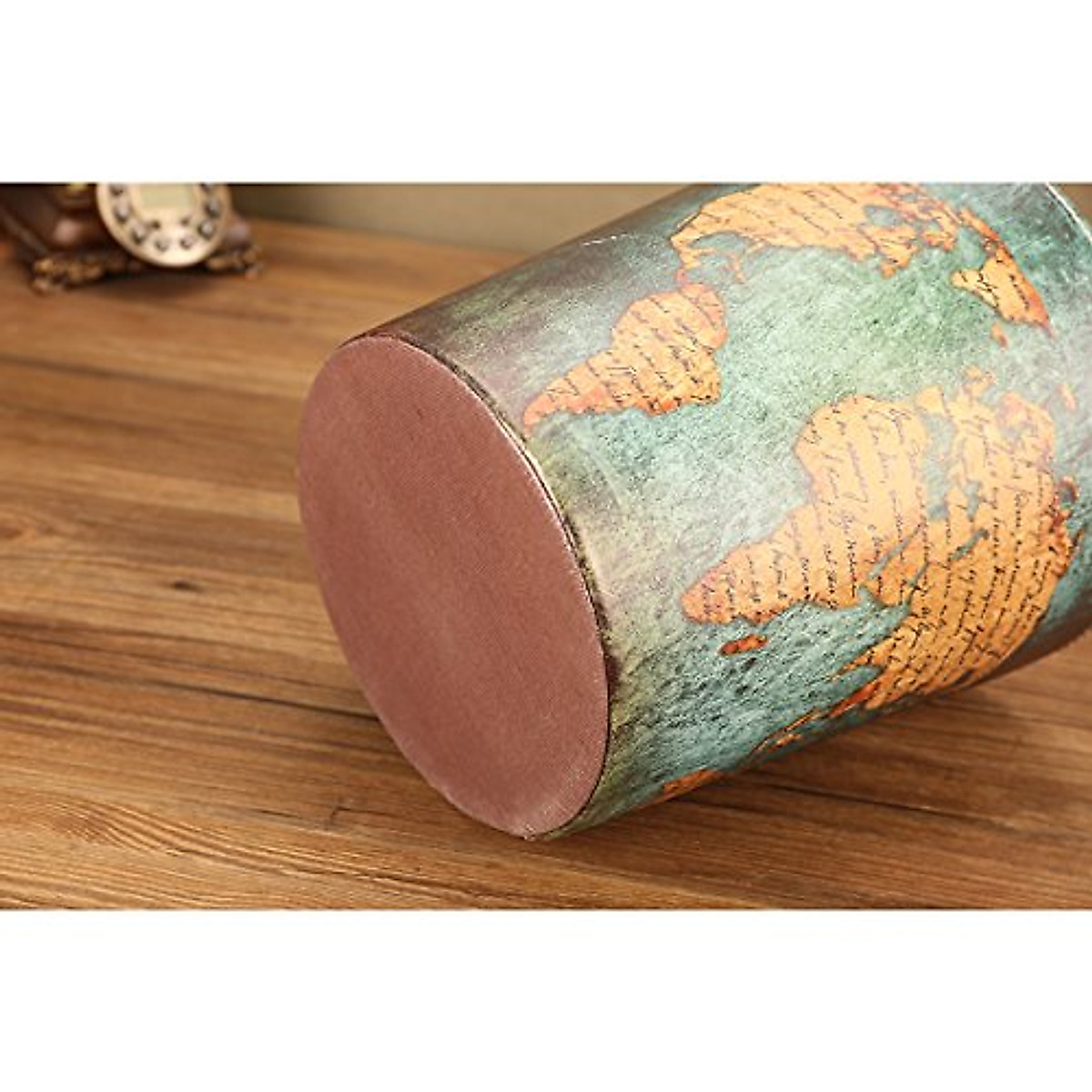 HMANE Wastebasket, Decorative Round Waterproof Litchi Leather Trash Can Paper Garbage Container Bin for Living Room - (Pattern-3)