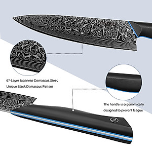 FINTISO Chef Knife 8 inch, 67-Layer Japanese Damascus Steel Kitchen Knife, Sharp Knife with G10 Handle, Professional Cooking Knife for Home and Kitchen
