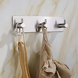 Adhesive Hooks Heavy Duty Stick on Wall Door Waterproof Stainless Steel Hooks for Hanging Coat Hat Towel Robe in Kitchen Bathroom Home Hanging Rack