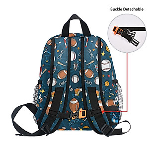 Sinestour Custom Sports Football Basketball Kid's Backpack Personalized Backpack with Name/Text Preschool Backpack for Boys Customizable Toddler Backpack for Girls with Chest Strap