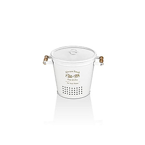 Potato Onion Kitchen Metal Storage Containers, Potatoes Onion Bin Caddy, Storage Jars with Aerating Tin Storage Holes and Metal Lid (White)